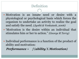 PPT on Human Motivation made By Jyoti Pali, Research Scholar | PPTX ...