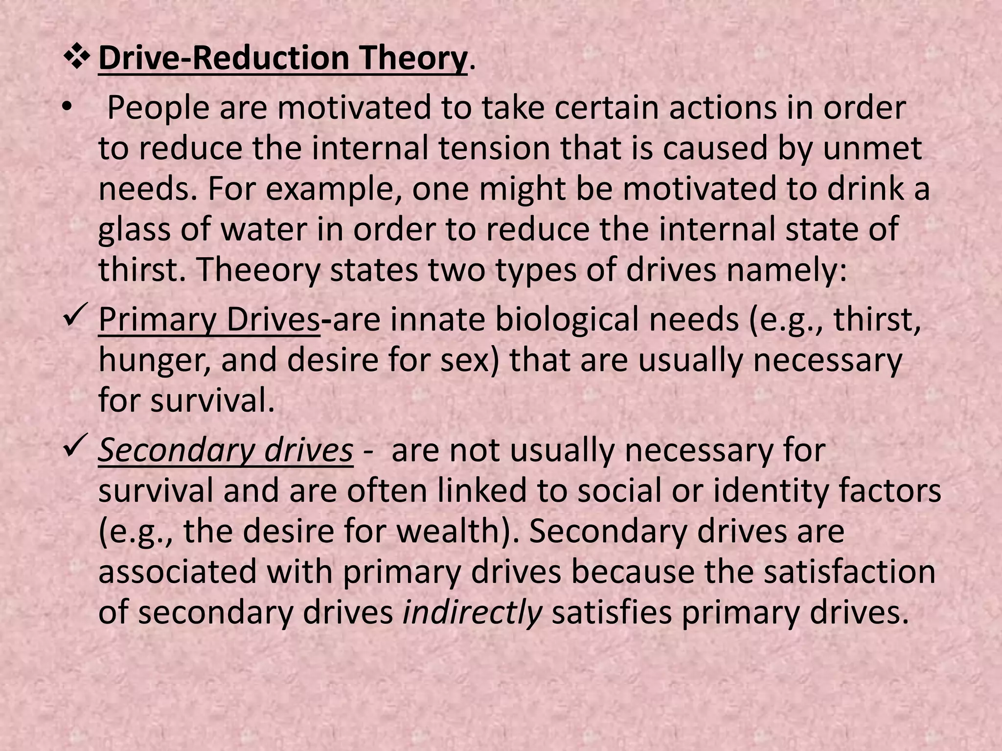 Motivation & Motivational drives and theories | PPTX | Science