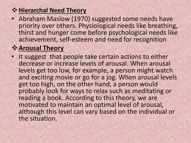 Motivation & Motivational drives and theories | PPTX | Science