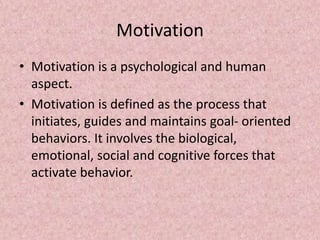 Motivation & Motivational drives and theories | PPTX