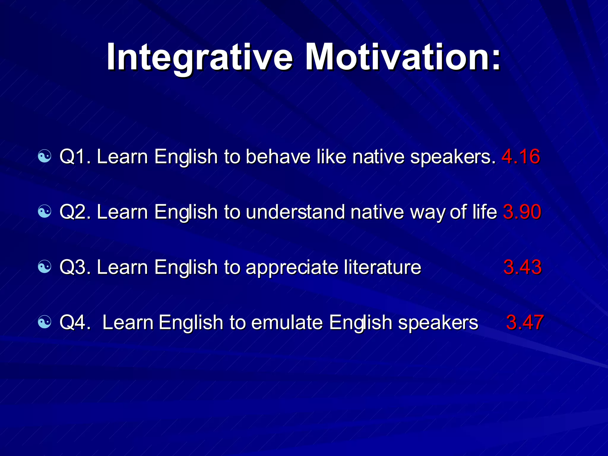 Motivation And Second Language Acquisition Ppt | PPT