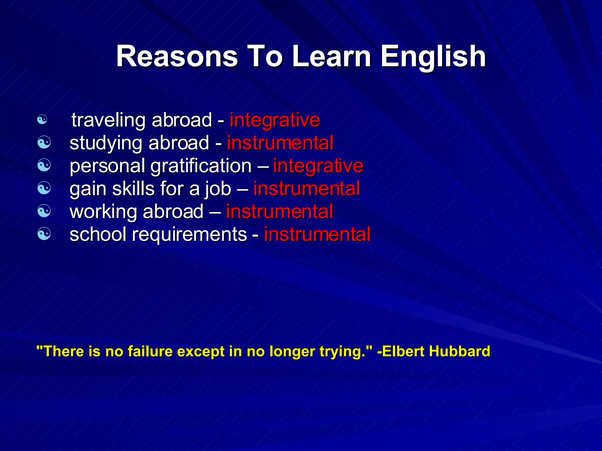 Motivation And Second Language Acquisition Ppt Ppt