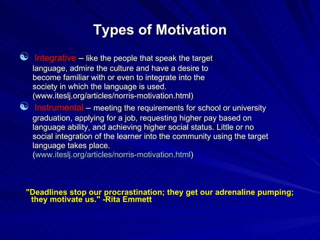 Motivation And Second Language Acquisition Ppt | PPT