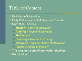 Motivation-Theories for the life standard | PPTX