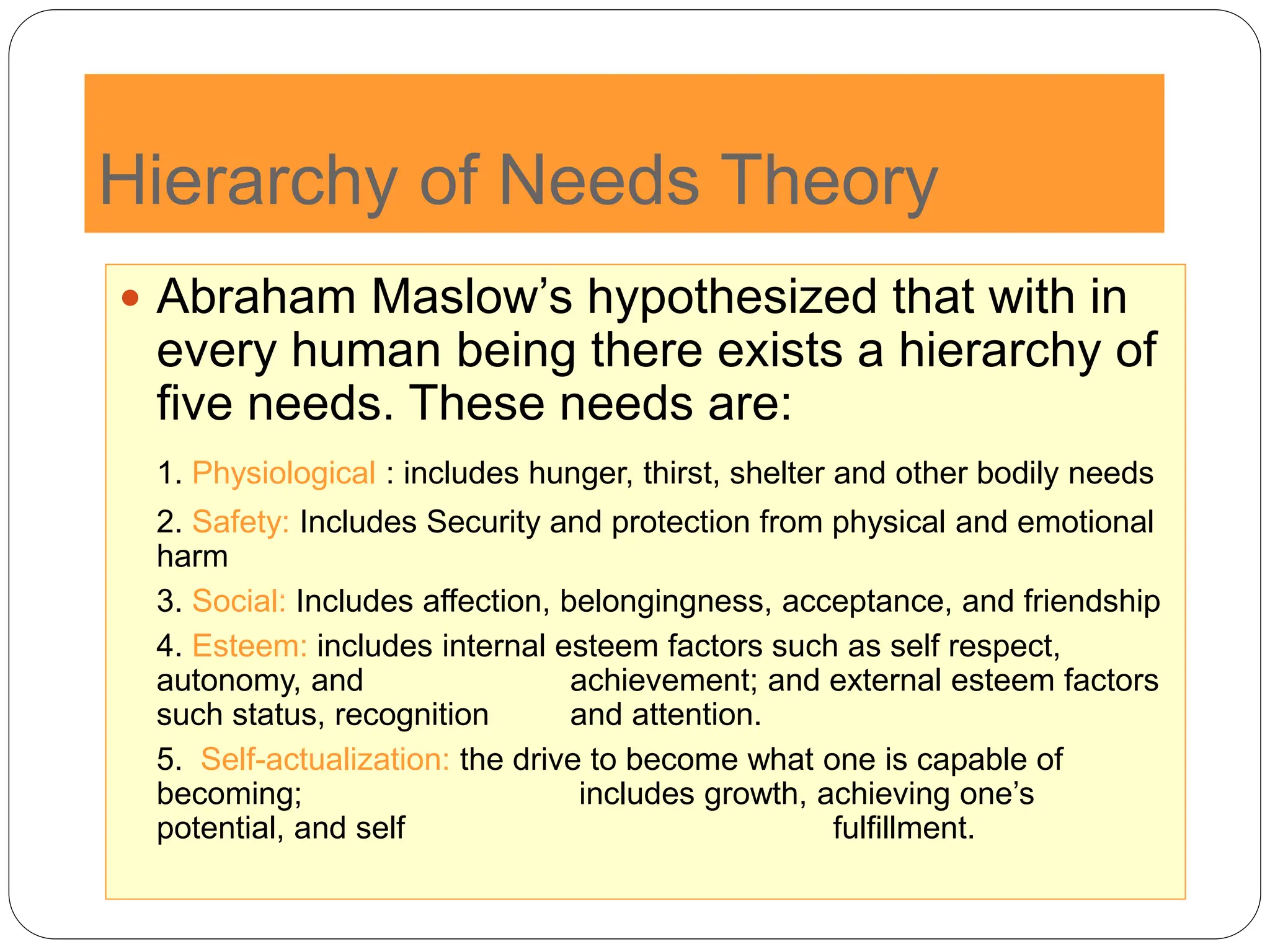 PPT ON MOTIVATION MASLOW THEORY OF MOTIVATION | PPT
