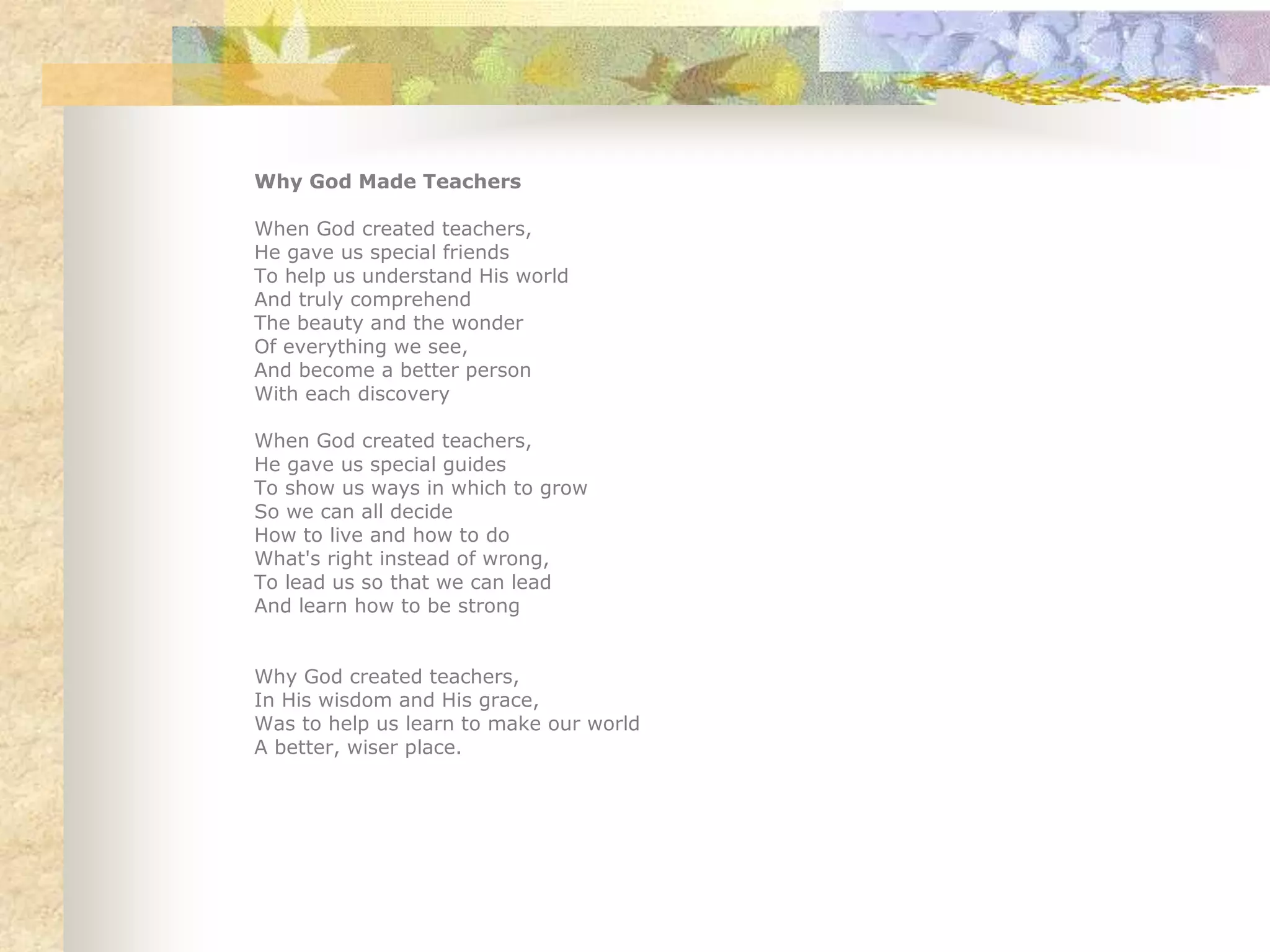 why God made teachers | PPT