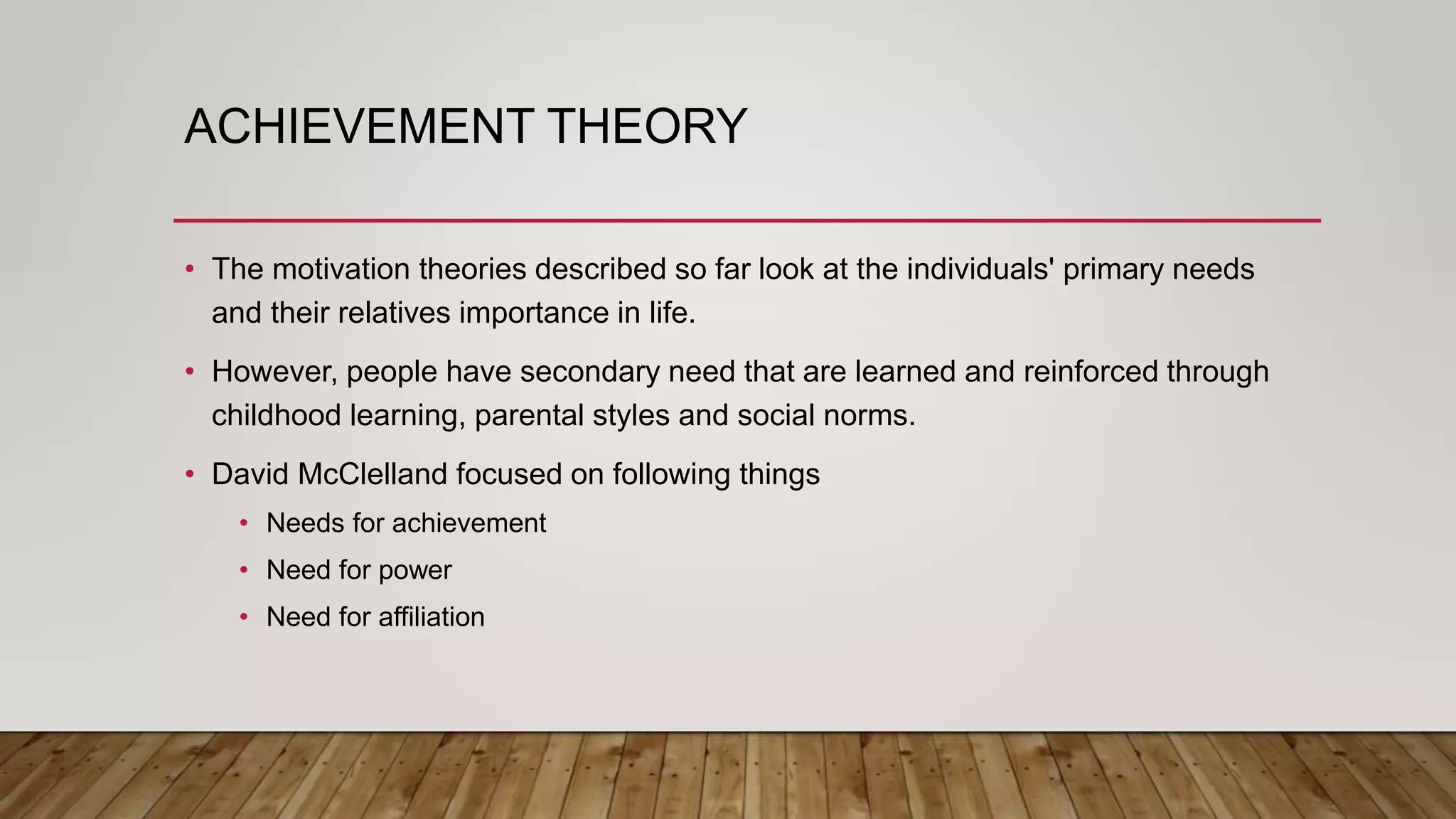 Motivation, achievement theory, goal setting theory | PPTX