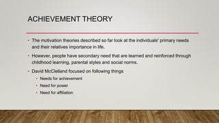 Motivation, achievement theory, goal setting theory | PPTX