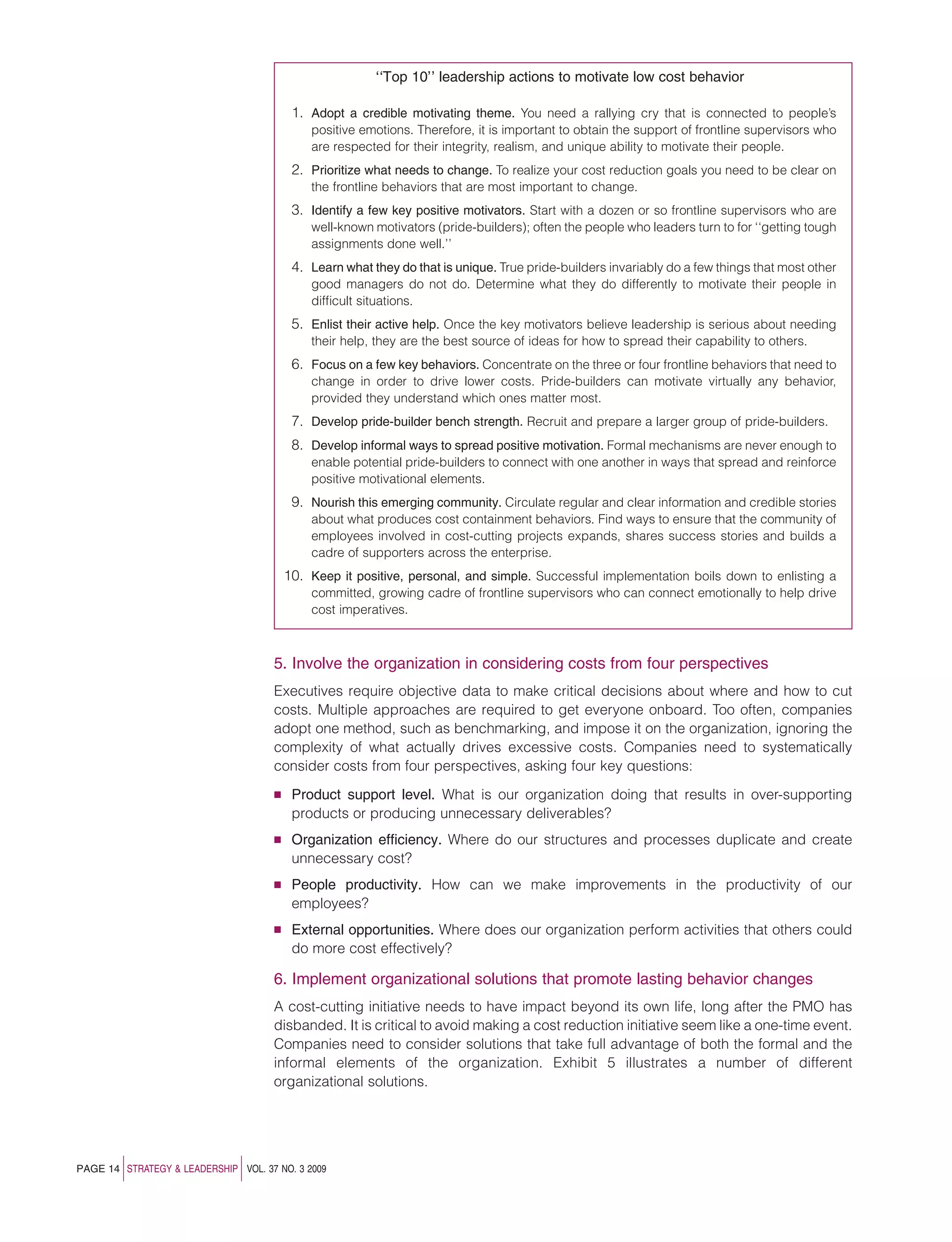 Motivational Cost Reduction | PDF