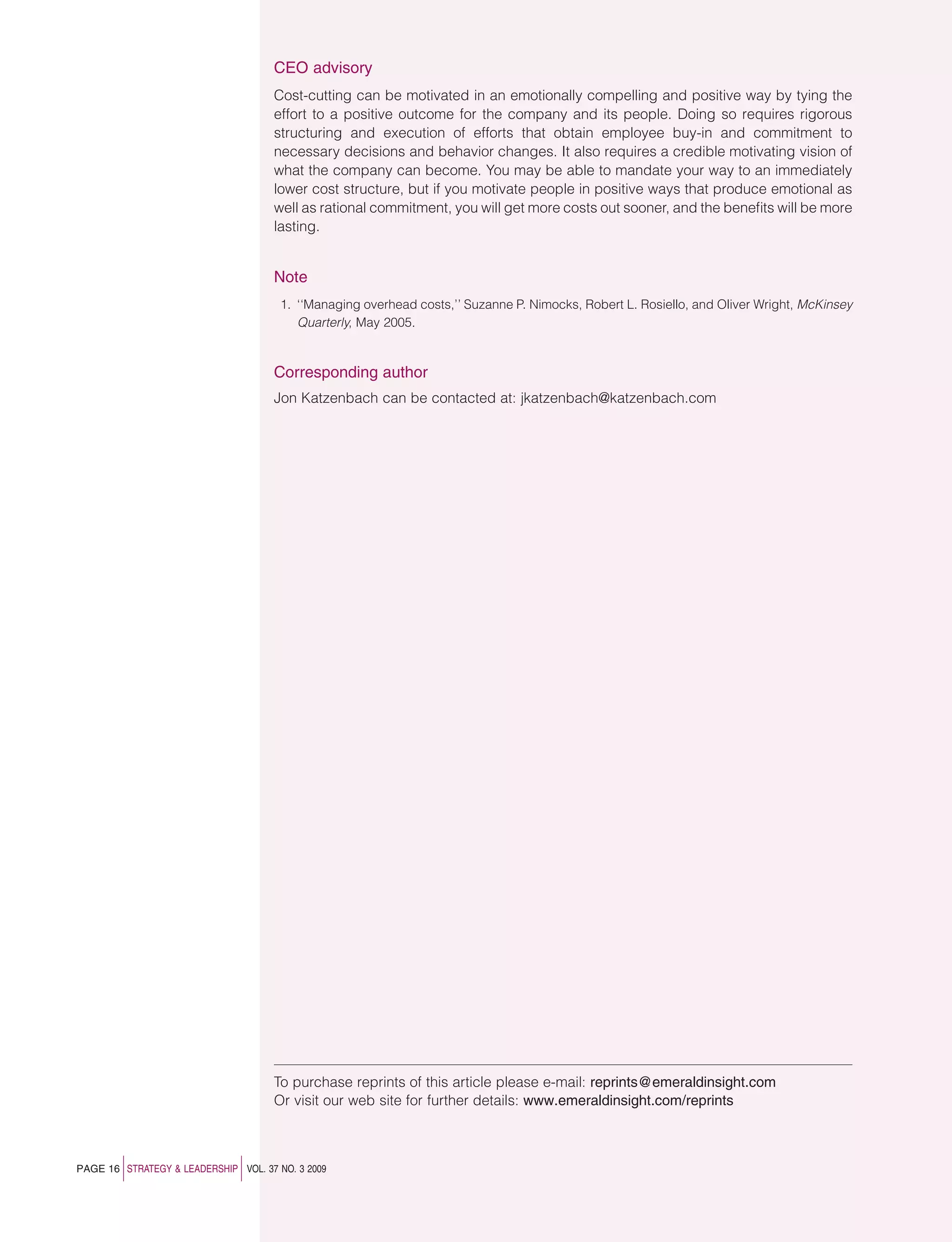 Motivational Cost Reduction | PDF