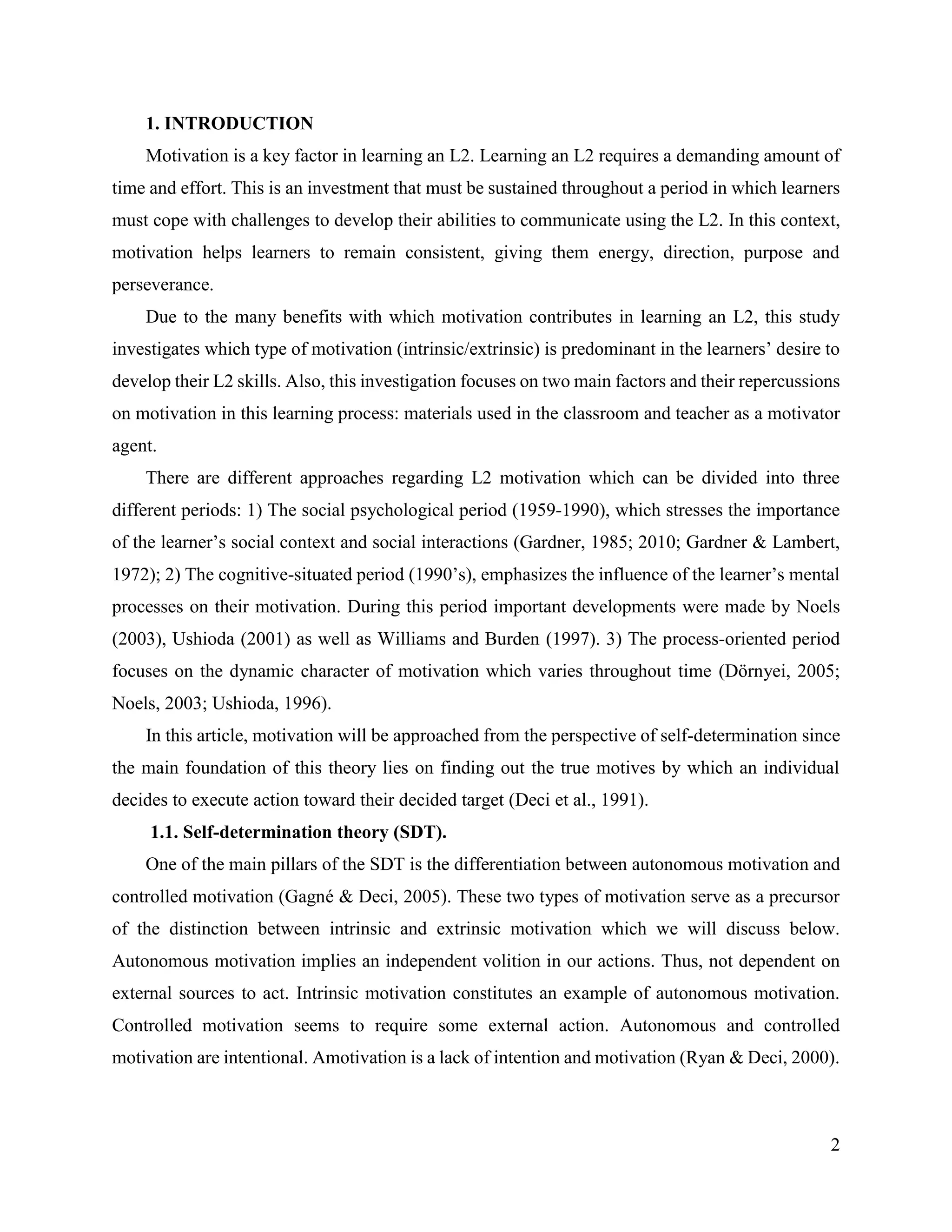 Motivational factors in learning an L2. A study on intrinsic/extrinsic ...