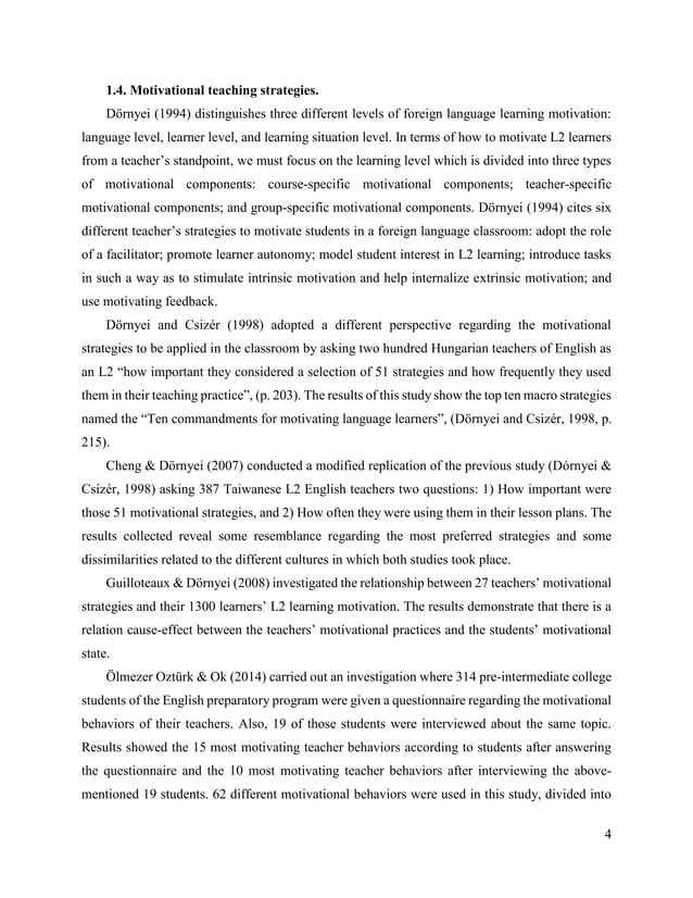 Motivational factors in learning an L2. A study on intrinsic/extrinsic ...