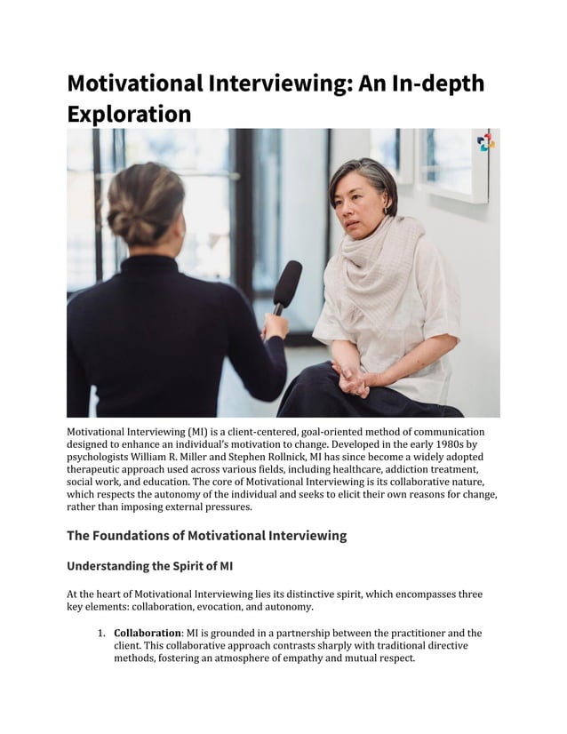 Motivational Interviewing: Foundations, Techniques, Stages, and Applications | The Lifesciences ...