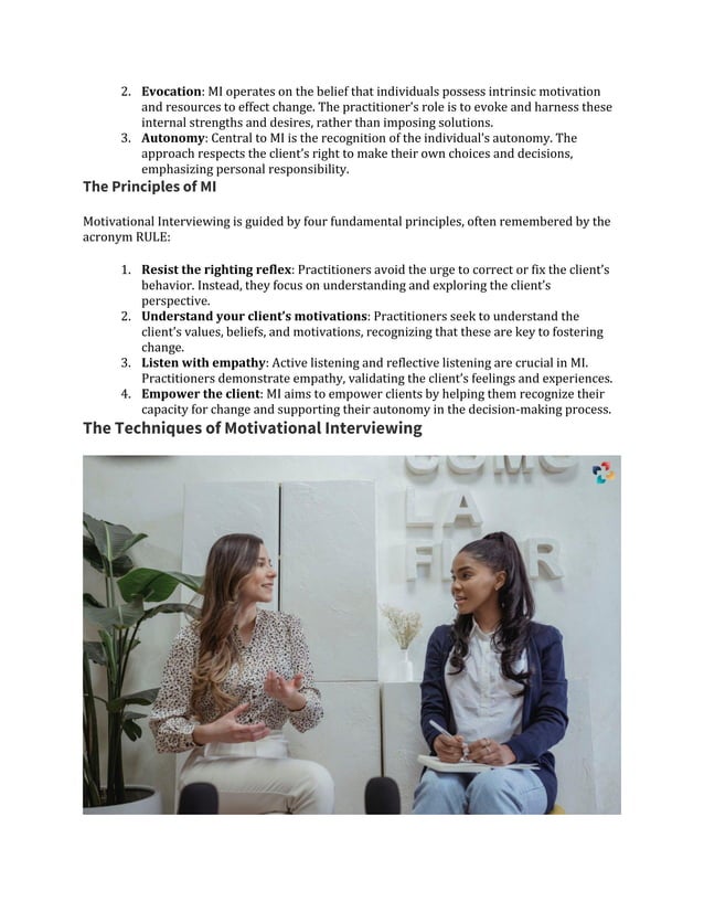 Motivational Interviewing: Foundations, Techniques, Stages, and Applications | The Lifesciences ...