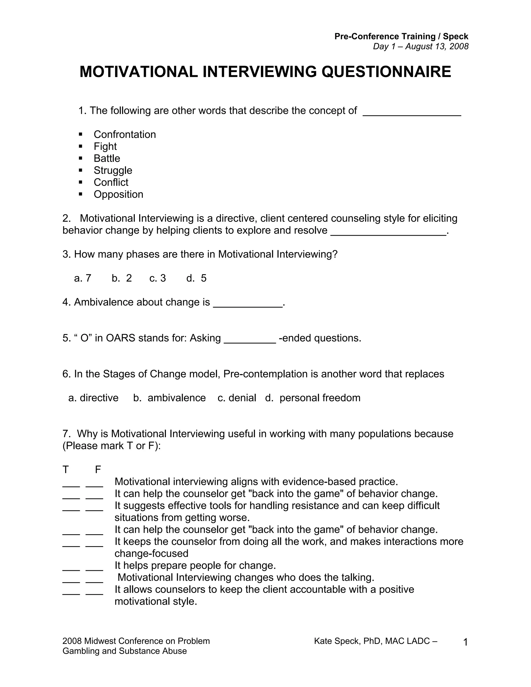 Motivational interviewing handout | PDF