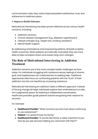 Motivational Interviewing in Healthcare - Enhancing Patient-Centered ...