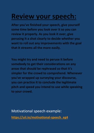 How to write a Motivational Speech | PDF
