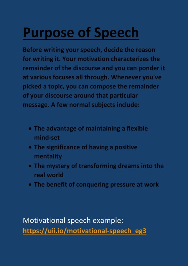 How to write a Motivational Speech | PDF