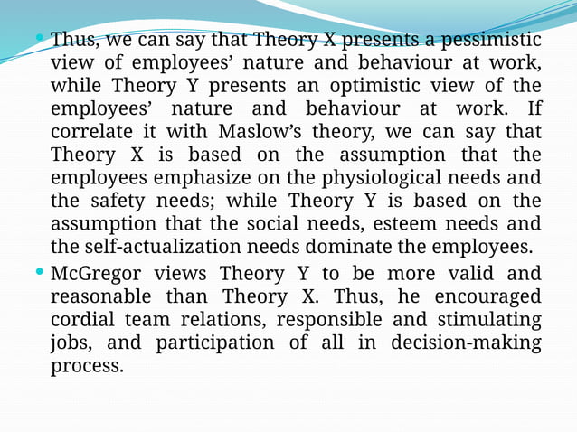 Maslow's Theories of Motivation, Theory X and Y | PPTX
