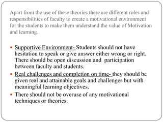 Motivational theories and their application on students’ | PPTX