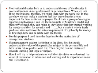 Motivational theories and their application on students’ | PPTX