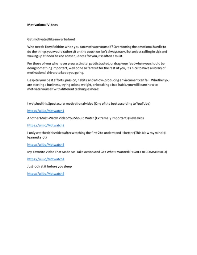 Motivational videos | DOCX