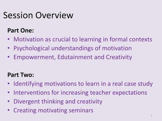 Motivation and learning - Educational Psychology | PPTX