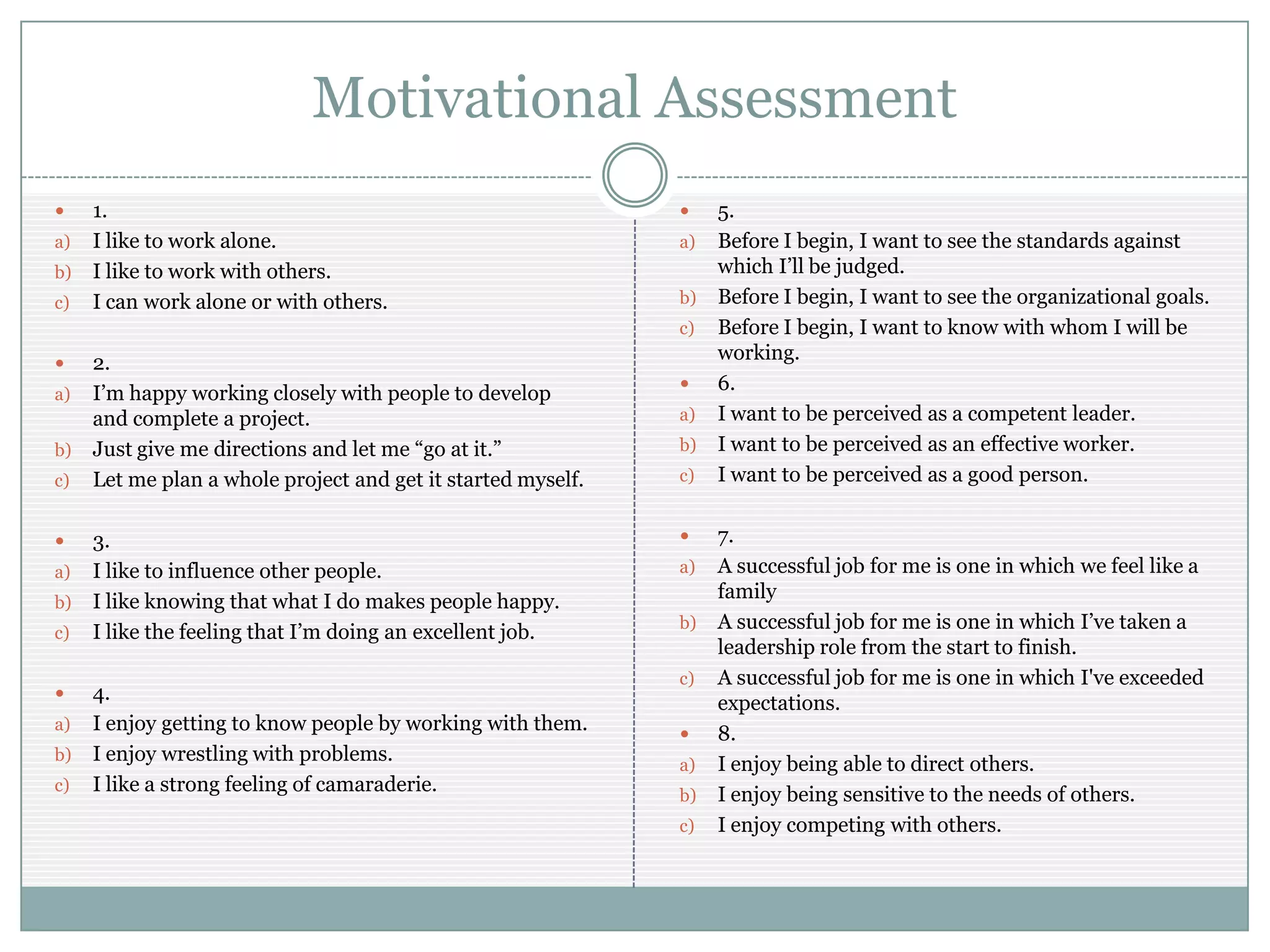 Motivation Assessment | PPTX