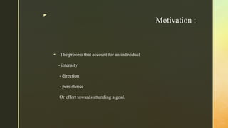 MOTIVATION: FORM CONCEPTS OF APPLICATIONS chapter 8 ( organization ...