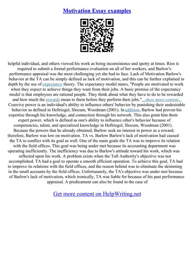 Motivation Essays Examples | PDF
