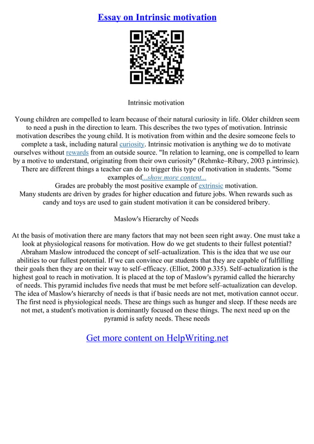 Motivation Essays Examples | PDF