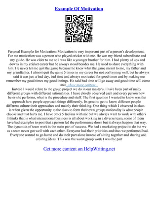 Motivation Essays Examples | PDF