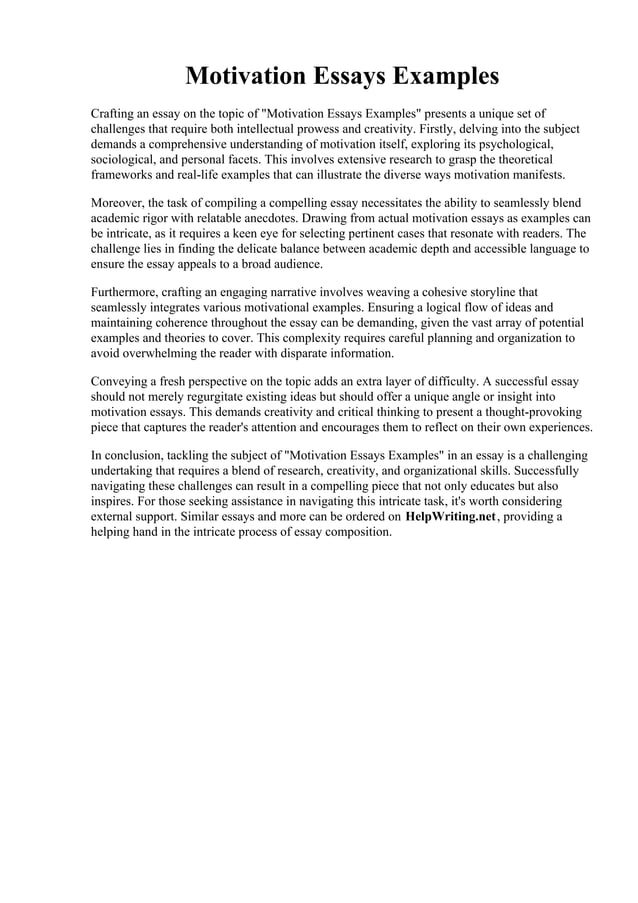 Motivation Essays Examples | PDF | College Planning | College Education