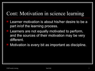 Motivation for science learning usep | PPT