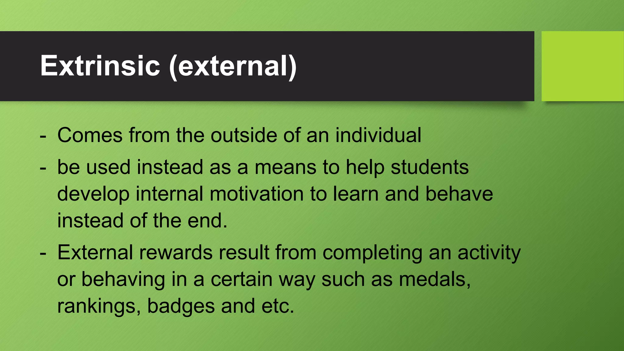 Motivation in classroom learning | PPTX