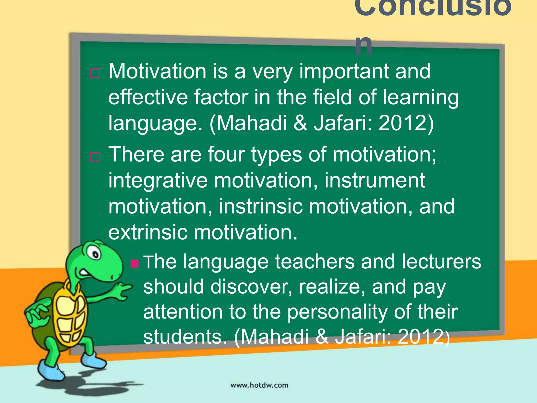 Motivation in second language acquisition | PPTX