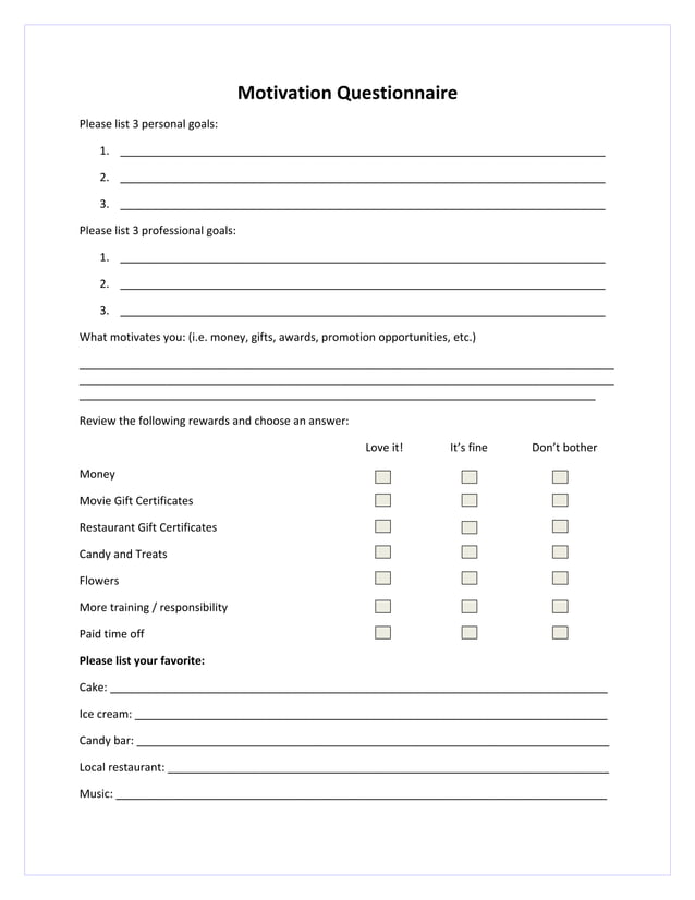 Motivation questionnaire | PDF