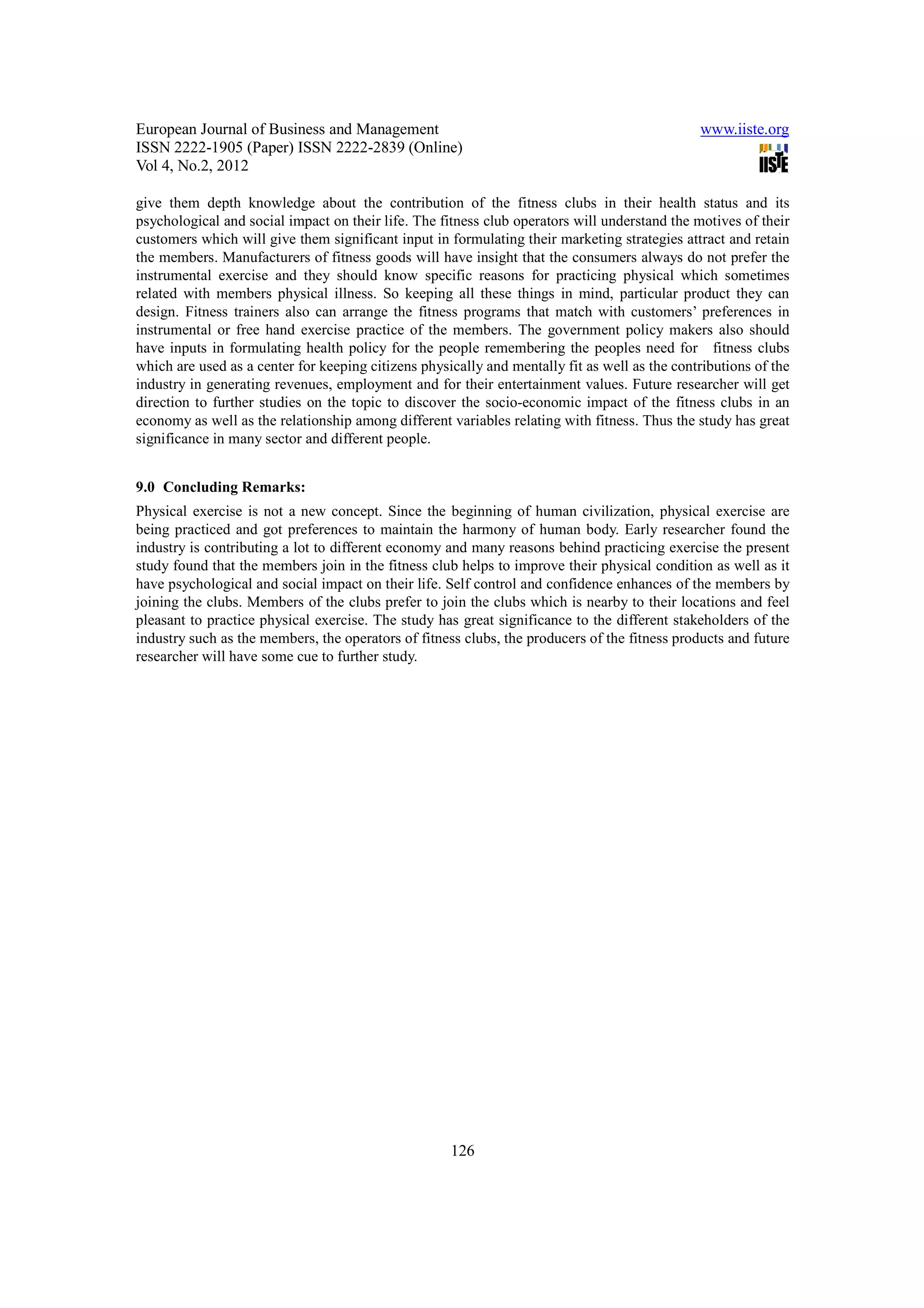 Motivations behind attending fitness clubs in bangladesh | PDF