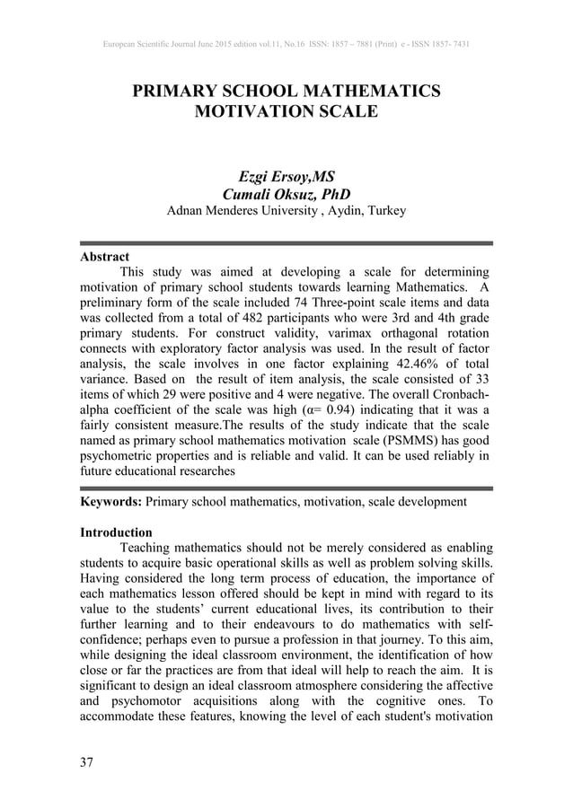 Motivation scale | PDF | Educational Assessment | Education