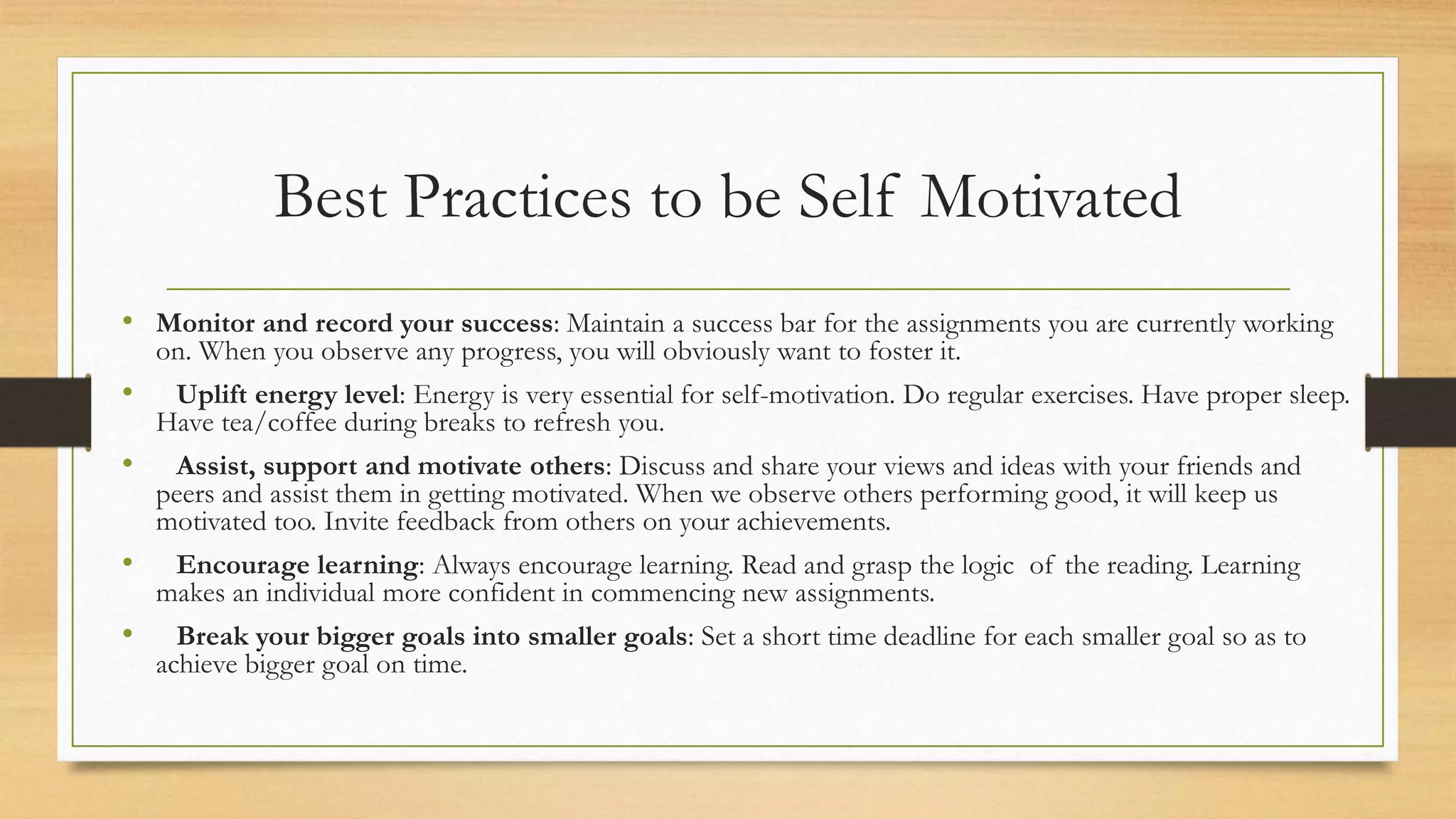 Self Motivation : Driving Yourself! | PPTX