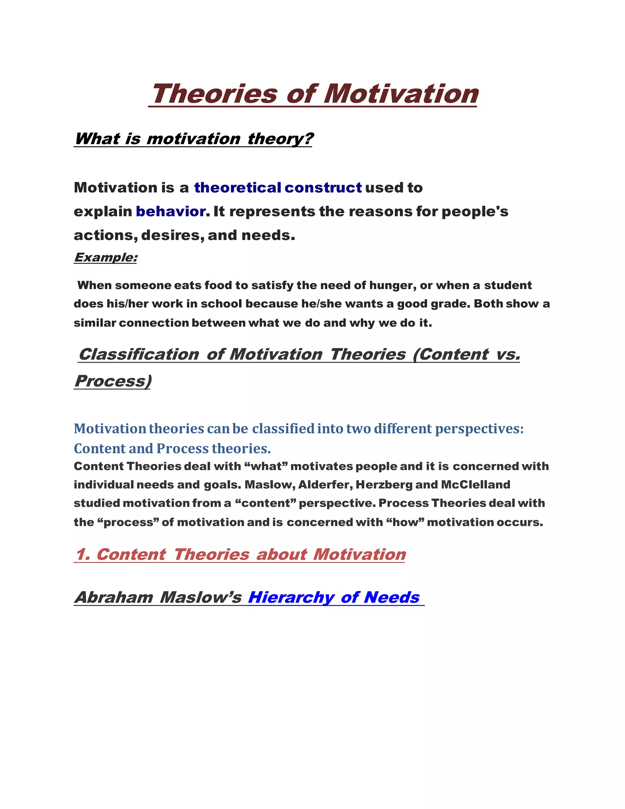 Motivation theories | DOCX