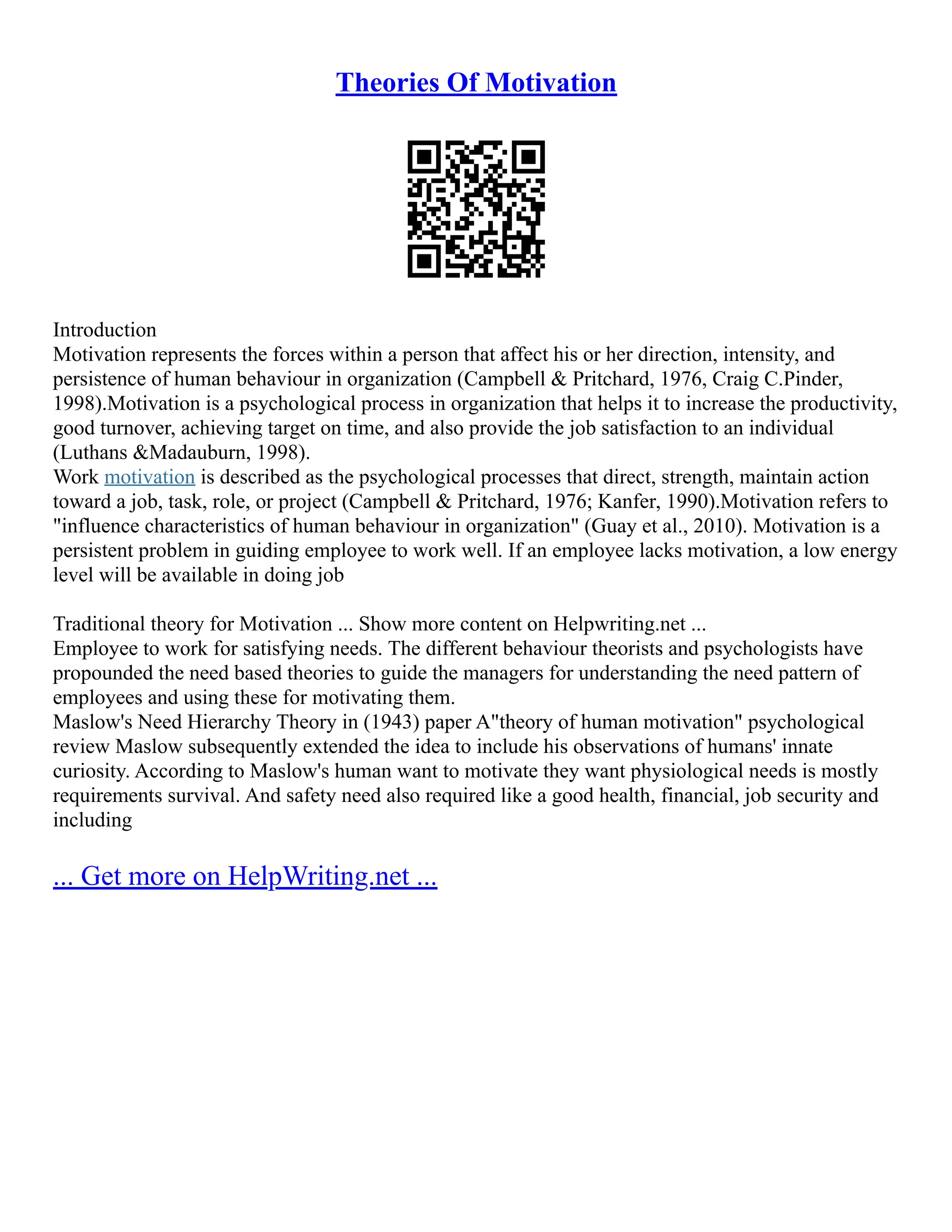 Motivation Theories | PDF