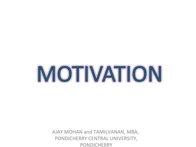 Introduction to Motivation Theories | PPT