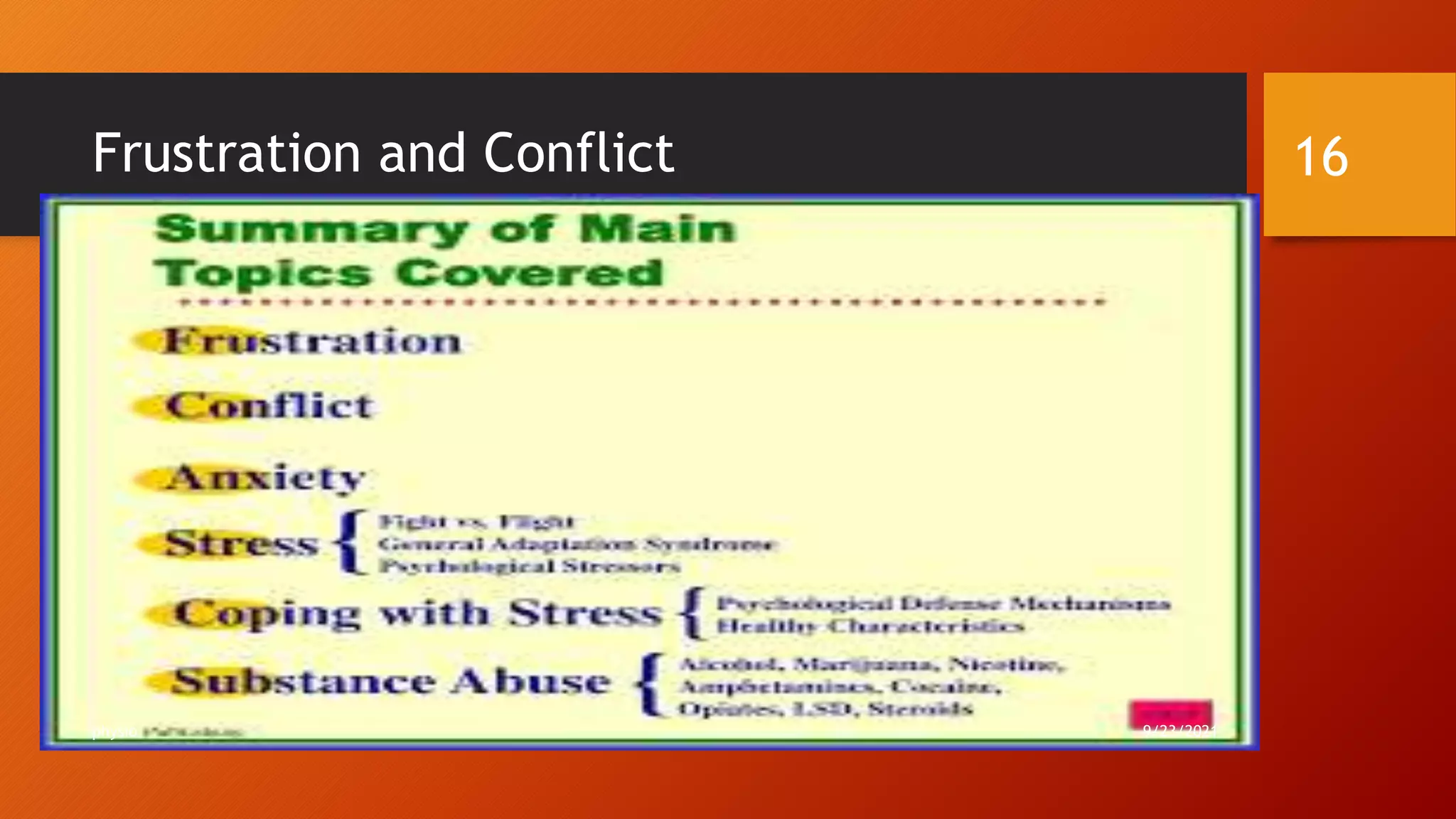 Motivation theory conflict and frustration for physio | PPTX