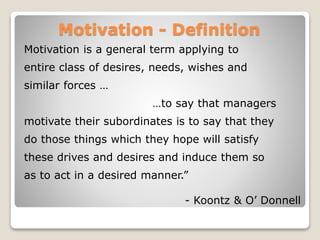 MOTIVATION - MEANING, DEFINITION AND NATURE | PPTX