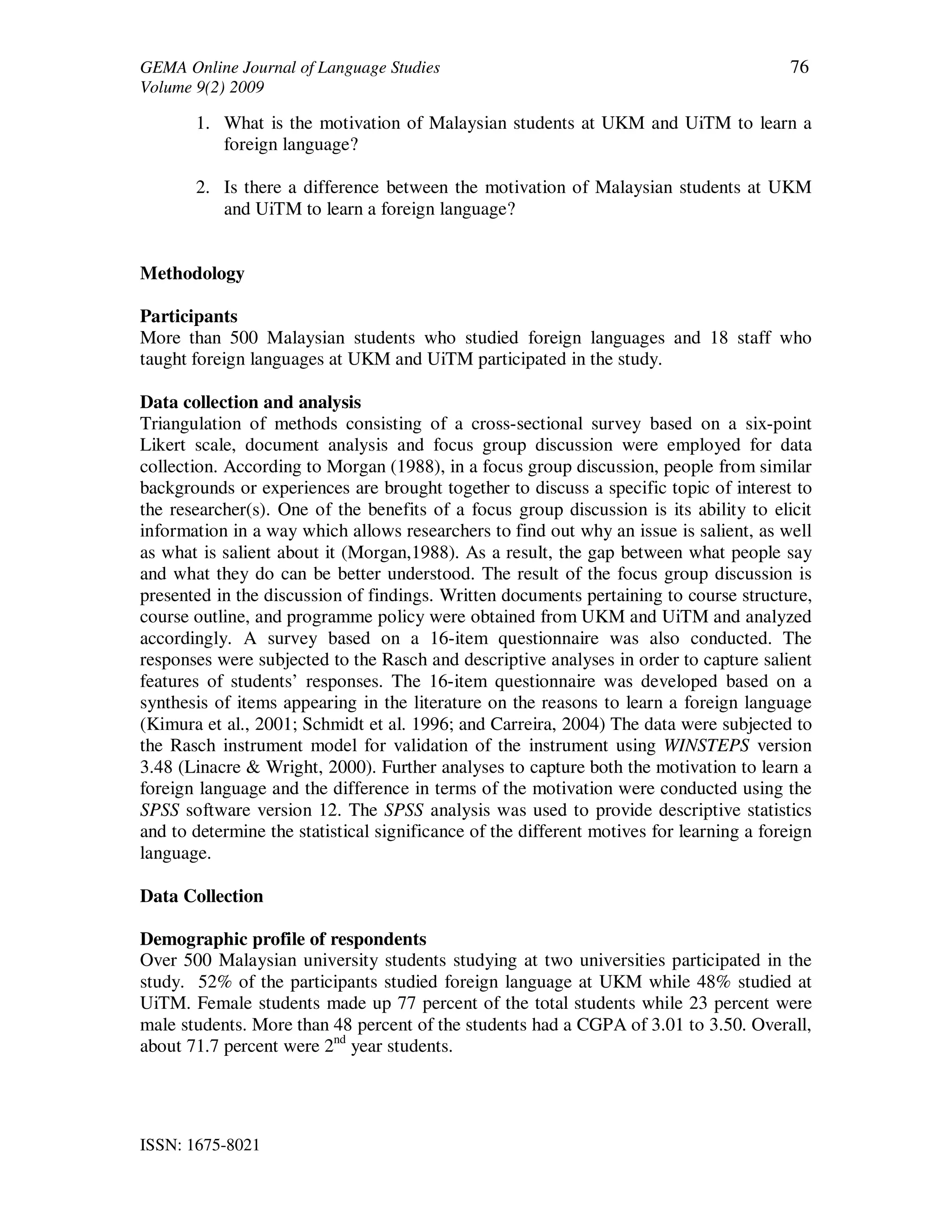 Motivation to learn a foreign language in malaysia | PDF