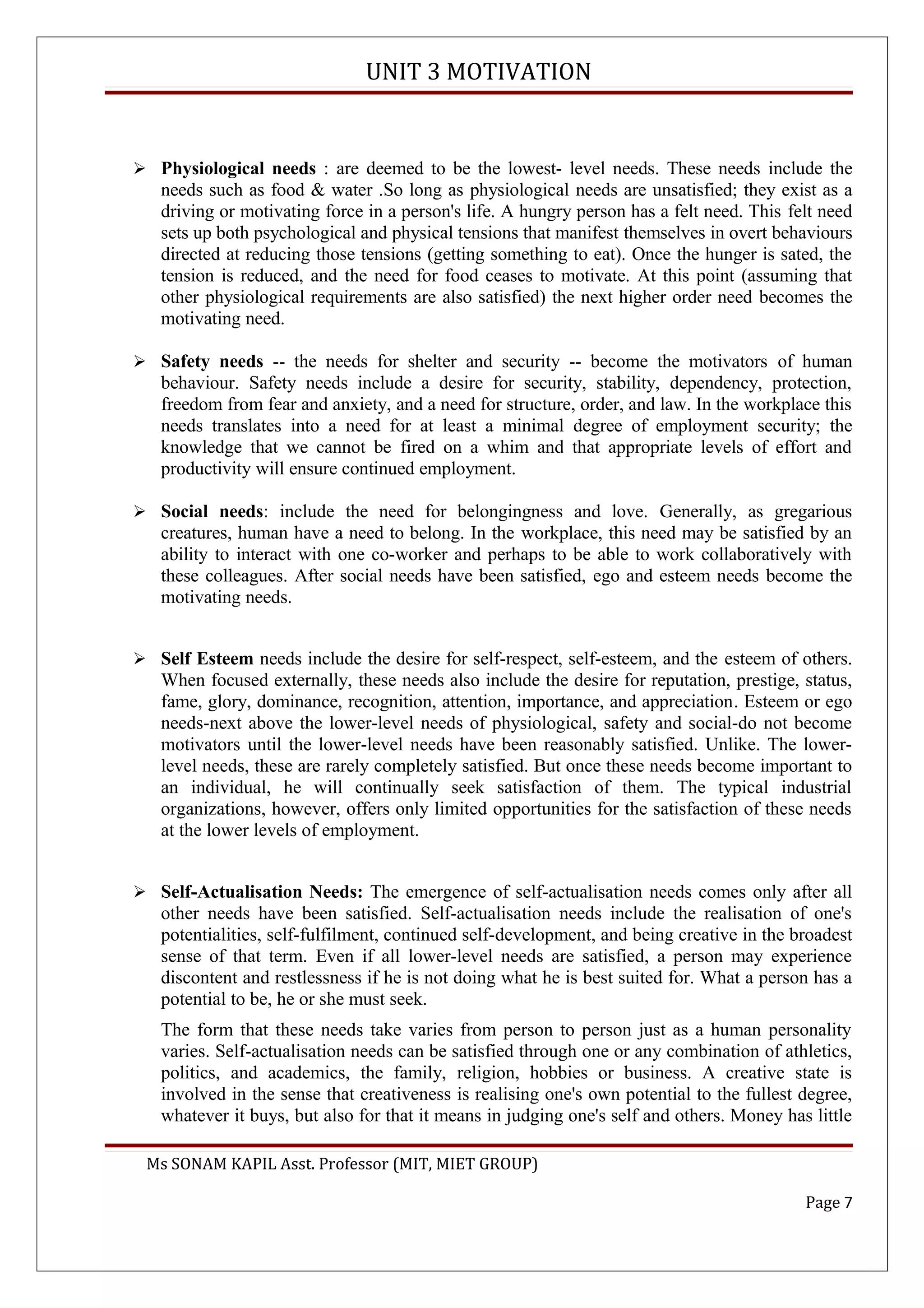 Motivation unit 3 | PDF