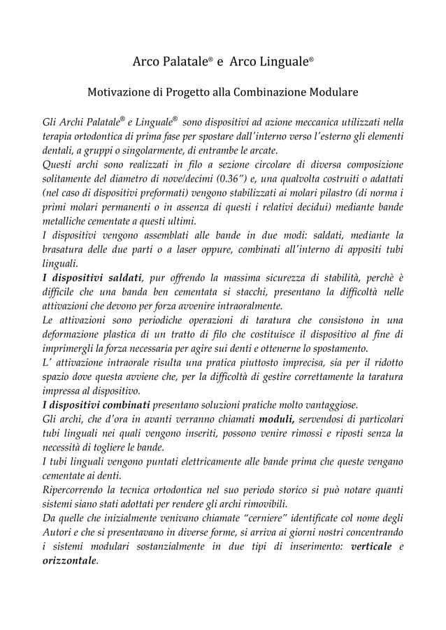 Arco Palatale® Arco Linguale® | PDF