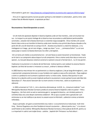 Motive pentru care am parasit biserica baptista - marturie personala | DOCX