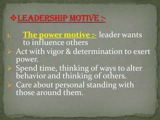 Motives and characteristics of leadership | PPTX